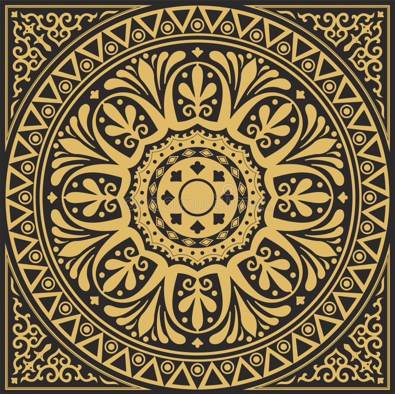 Vector Gold Square Classical Ornament of Ancient Greece and Roman ...