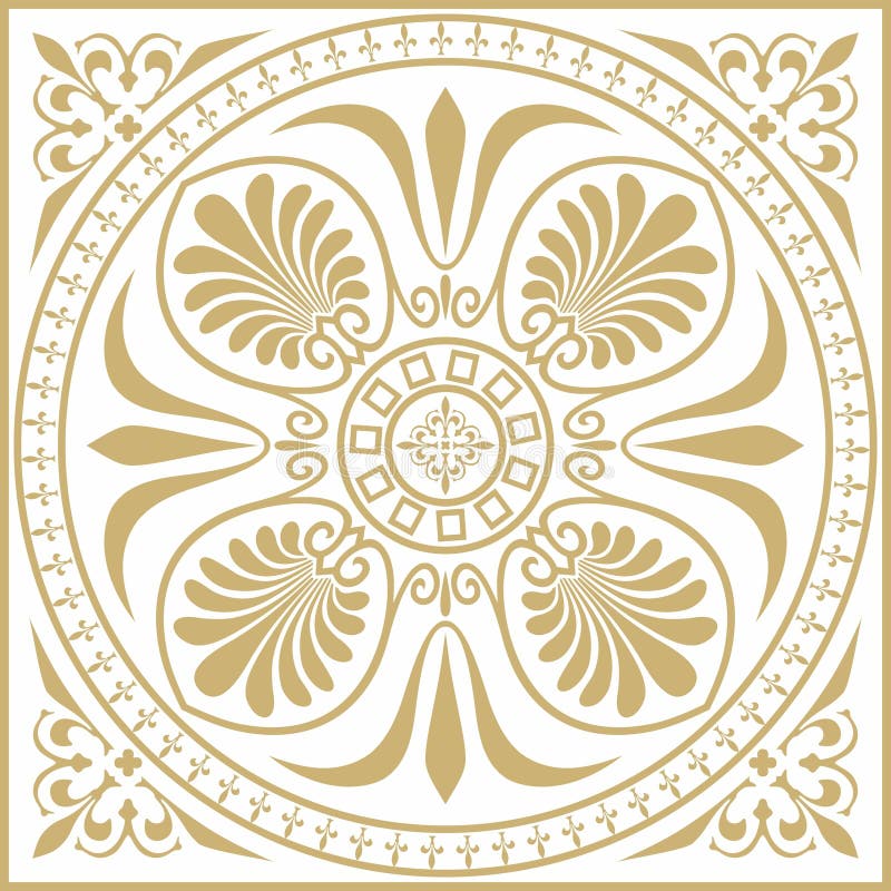 Vector Gold Square Classical Ornament of Ancient Greece and Roman ...