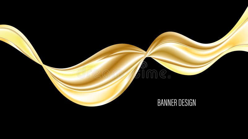 Vector Gold Wave, Abstract Background with Waves and Black Background ...