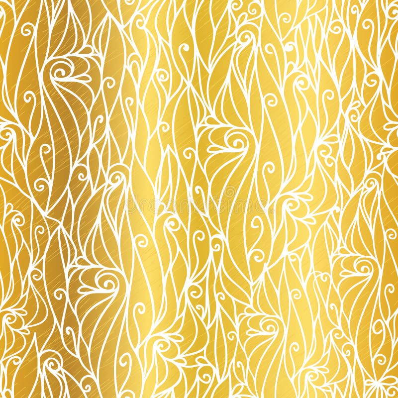 Vector Gold White Abstract Scrolls Swirls Seamless Pattern Background ...