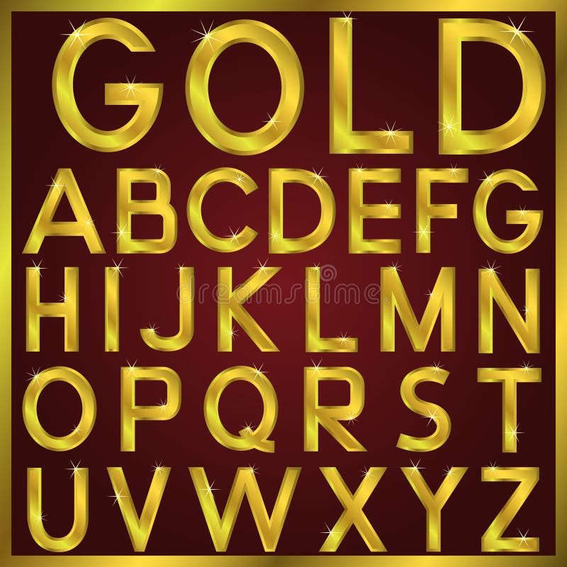 Vector golden alphabet stock vector. Illustration of chrome - 42772436