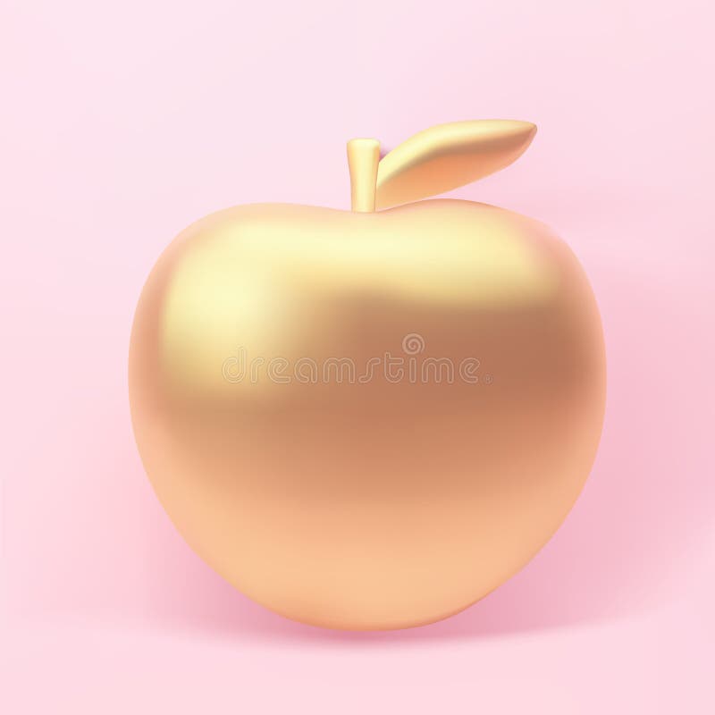 Vector Golden Apple on Pink Glossy 3d Render Stock Vector ...