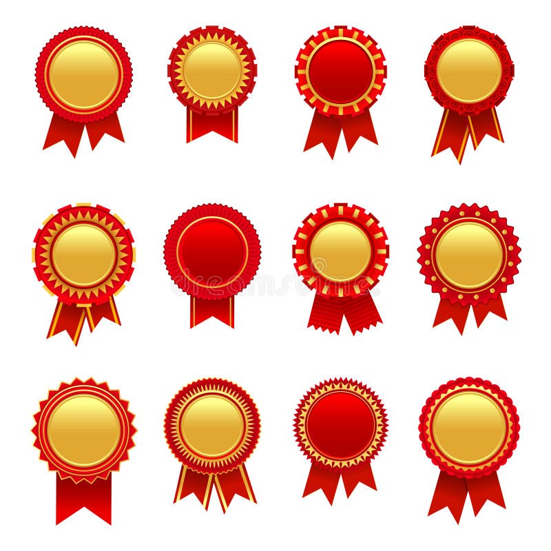 Vector Golden Award Rosette and Badges Stock Vector - Illustration of ...