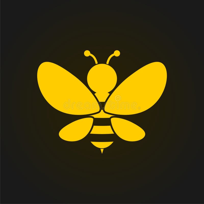 Vector Golden Bee Icon on Black Background. Abstract Bee Silhouette ...