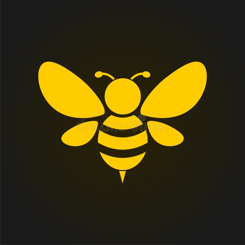 Vector Golden Bee Icon on Black Background. Abstract Bee Silhouette ...