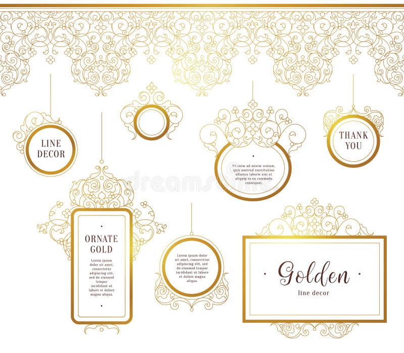 Vector Golden Border, Frames, Vignettes in Eastern Style. Stock Vector ...