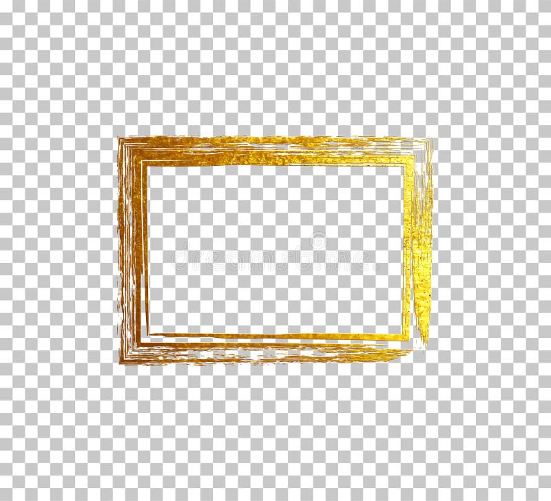 Vector Golden Brush Rectangle on Transparent Background. Golden Hand ...