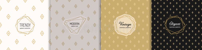 Vector Golden Diamonds Geometric Seamless Patterns with Modern Minimal ...