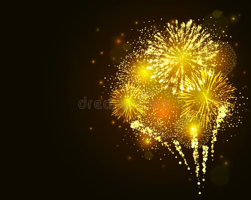 Vector golden firework stock vector. Illustration of backdrop - 132817190