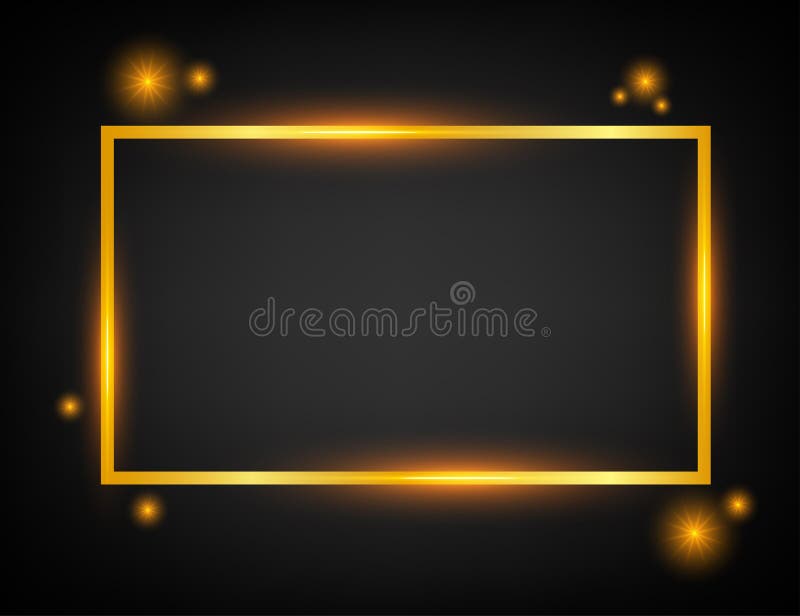 Gold Shiny Glitter Glowing Vintage Frame with Lights Effects. Shining ...