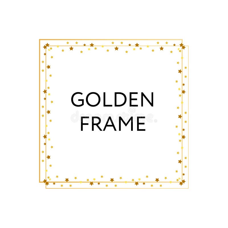 Vector Golden Frame. Shining Rectangle Banner. Isolated on Black ...