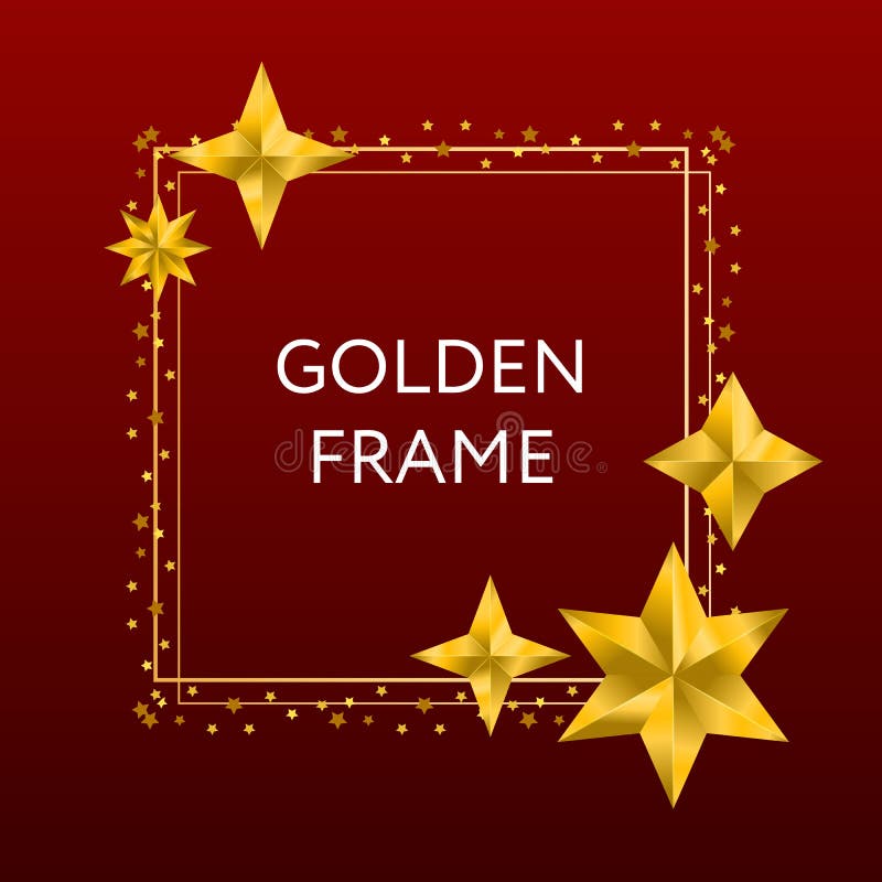 Vector Golden Frame. Shining Rectangle Banner. Isolated on Black ...