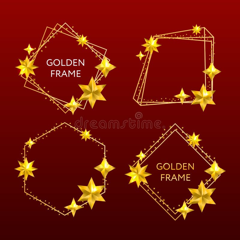 Vector Golden Frame. Shining Rectangle Banner. Isolated on Black ...