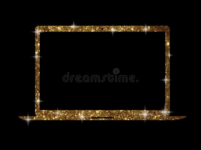 Vector Golden Glitter Gold Color Flat Laptop Computer Icon Stock Vector ...