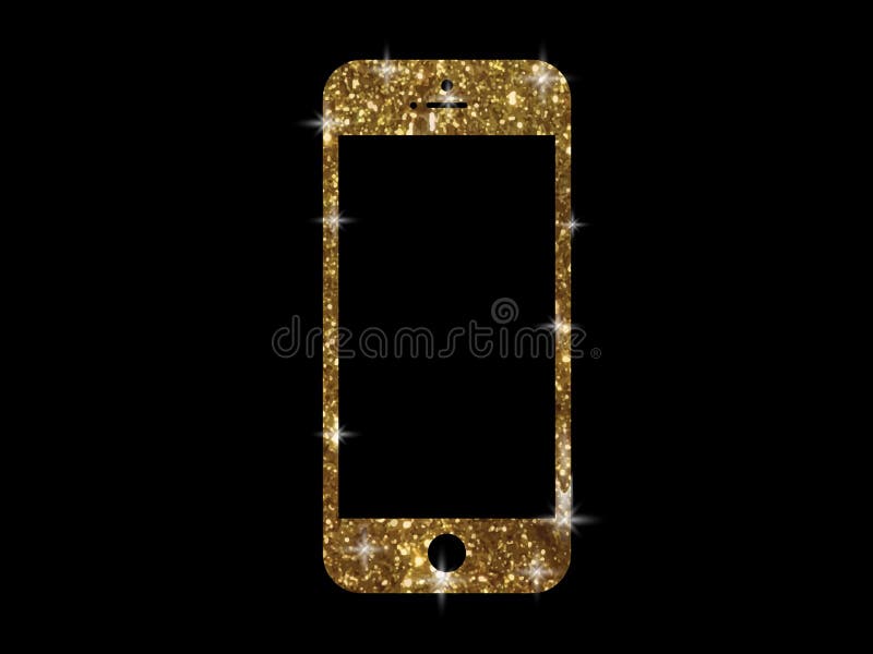Vector Golden Glitter Gold Color Flat Smart Phone Icon Stock Vector ...