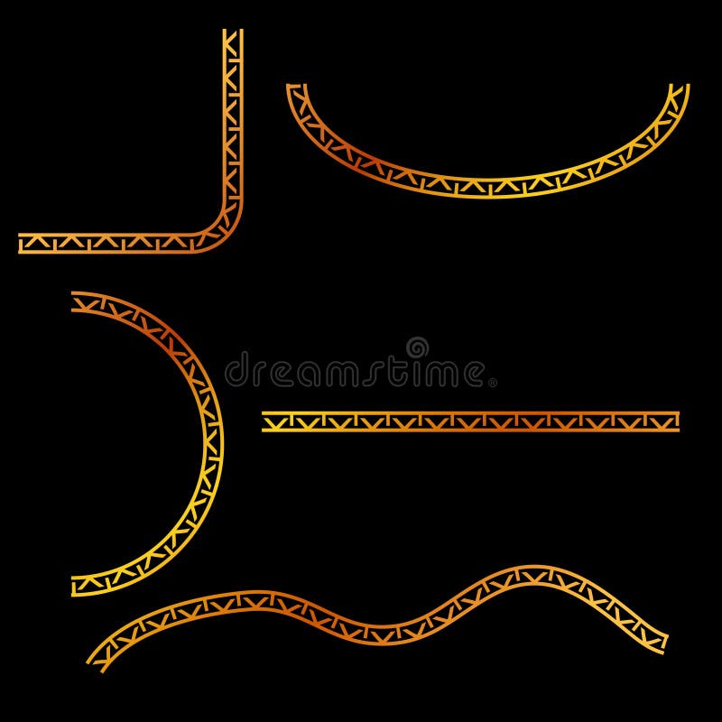 Simple Vector Golden Half of Square, Oval, Square and Wave Corner ...