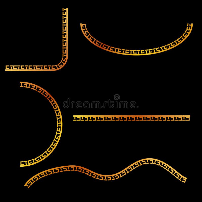 Simple Vector Golden Half of Square, Oval, Square and Wave Corner ...
