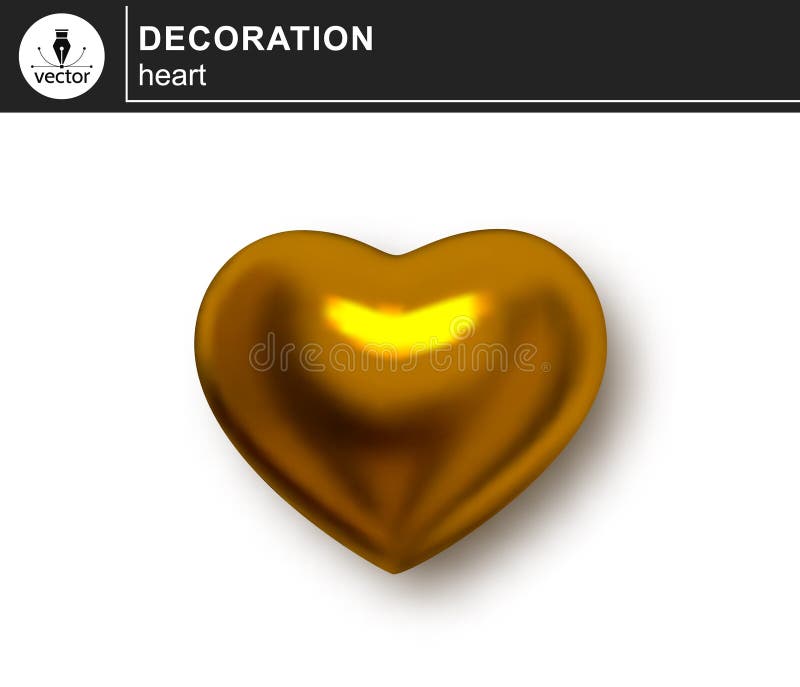 Vector golden heart stock vector. Illustration of accessory - 137458563