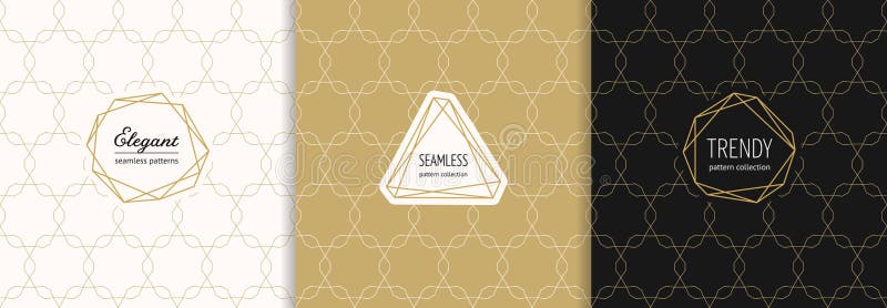 Vector Golden Linear Geometric Seamless Pattern Set with Modern Minimal ...