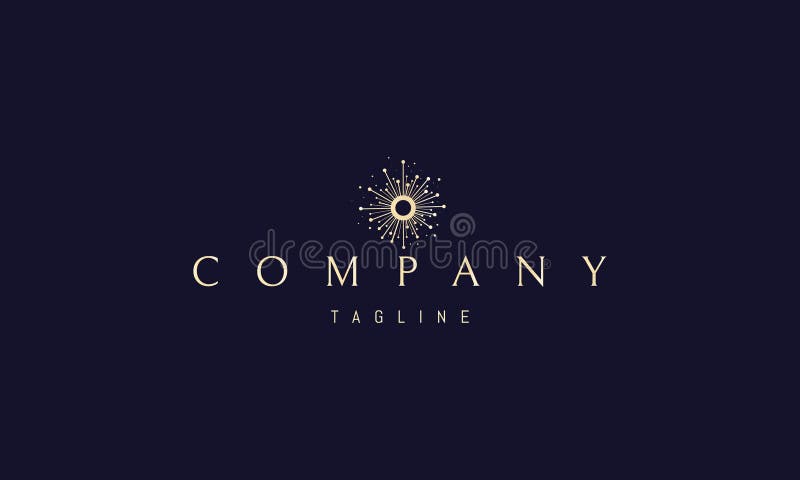 A Vector Golden Logo with an Abstract Image of the Sun Emitting Photons ...