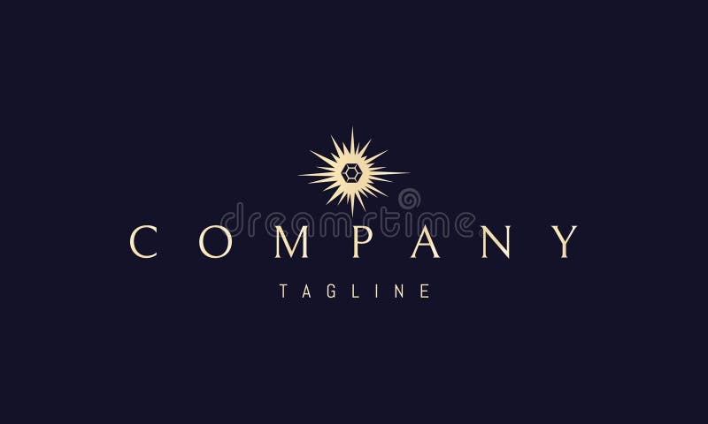 A Vector Golden Logo with an Abstract Image of the Sun with a Shining ...