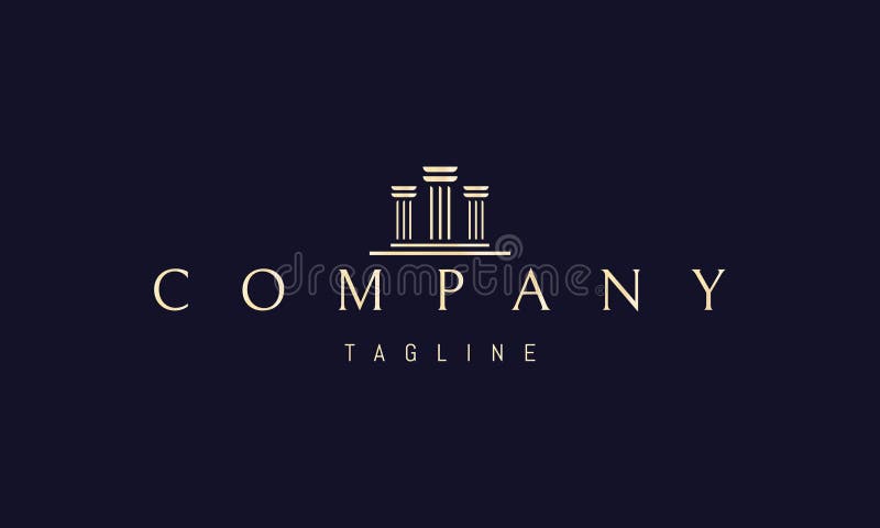 Vector Golden Logo with an Abstract Image of Three Columns on a ...