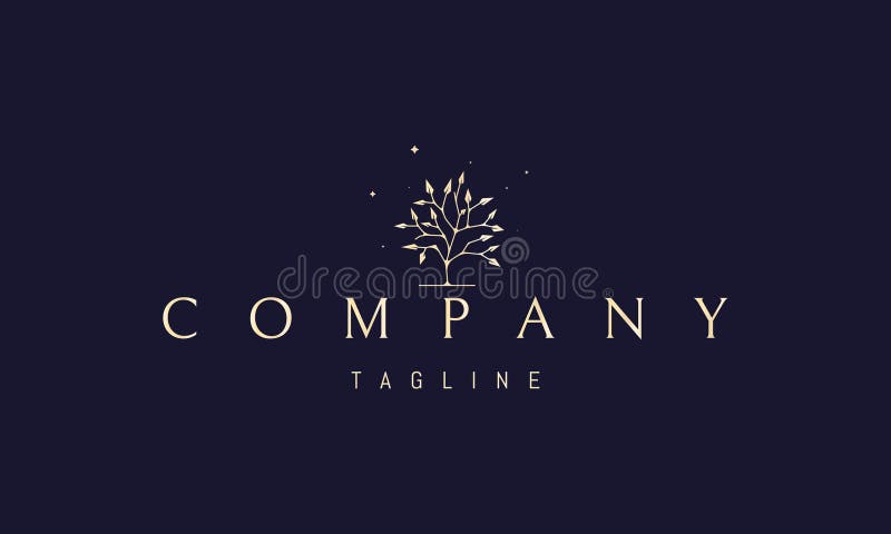 A Vector Golden Logo with an Abstract Image of a Tree with Arrow Shaped ...