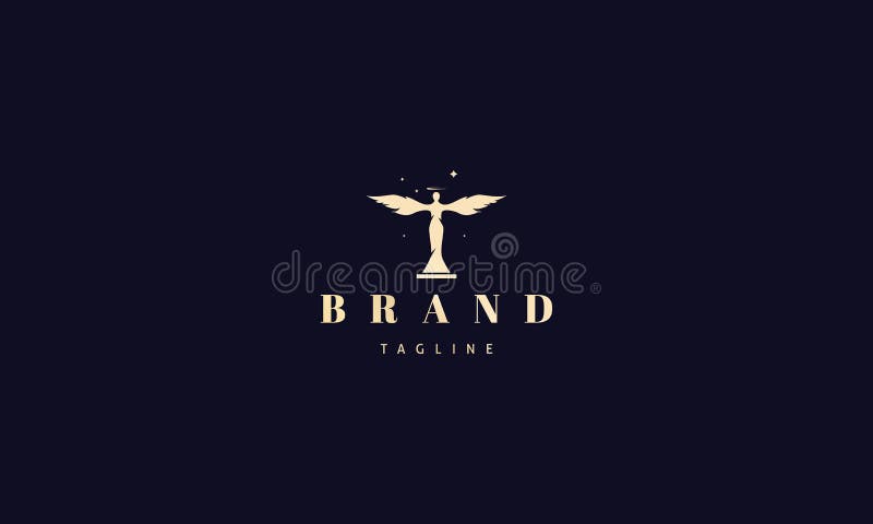 Vector Golden Logo on Which an Abstract Image of an Angel. Stock Vector ...