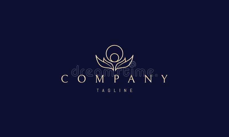 Vector Golden Logo on Which an Abstract Image of Leaves in the Form of ... Vector Golden Logo on Which an Abstract Image of Leaves in the Form of ...