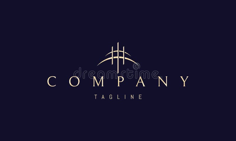 Vector Golden Logo on Which an Abstract Image of Three Columns Against ...