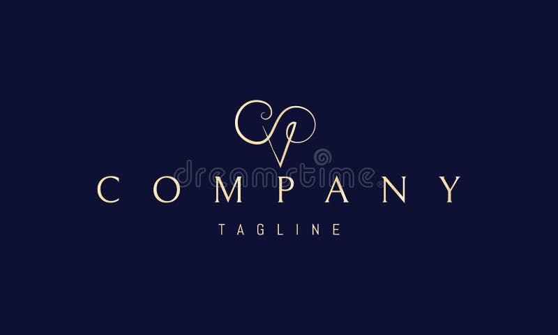 Vector Golden Logo on Which an Abstract Image of the Letter V with a ...