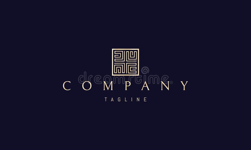 Vector Golden Logo on Which an Abstract Image of a Maze of Square Shape ...