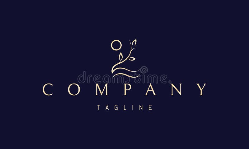 Vector Golden Logo on Which an Abstract Image of a Tree Sprout with ...