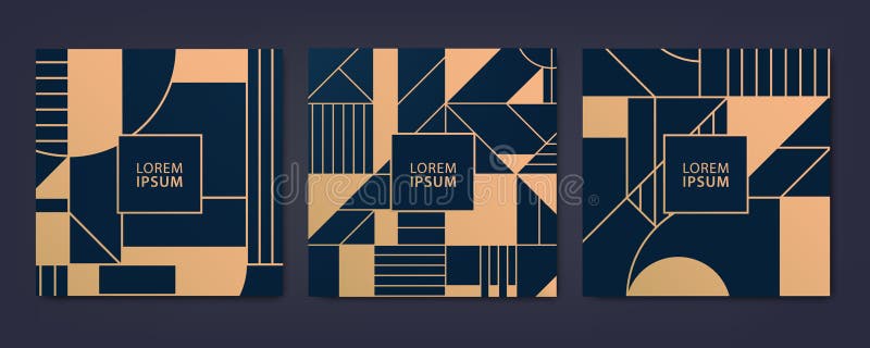 Vector Golden Luxury Invitation Cards Design Set. Abstract Geometry ...