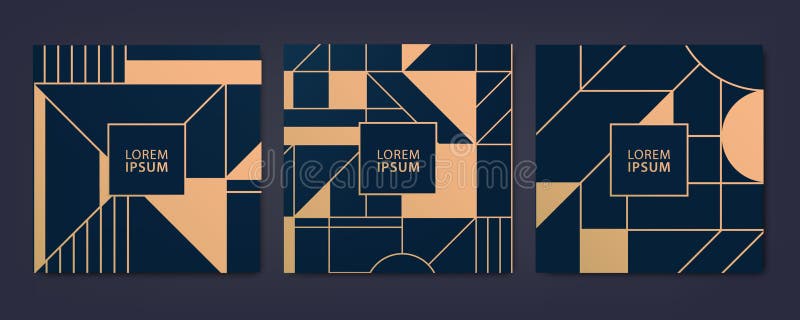 Vector Golden Luxury Invitation Cards Design Set. Abstract Geometry ...