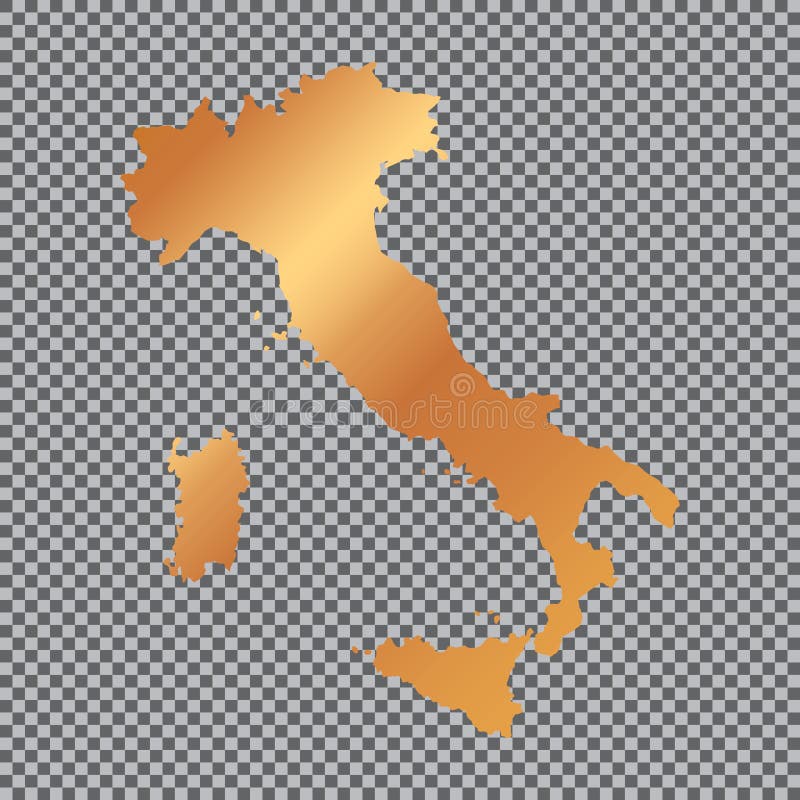 Vector Golden Map of Italy on Transparent Background Stock Vector ...