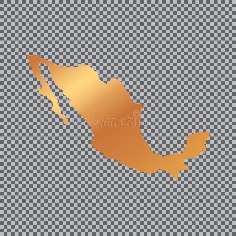 Vector Golden Map of Mexico on Transparent Background Stock Vector ...