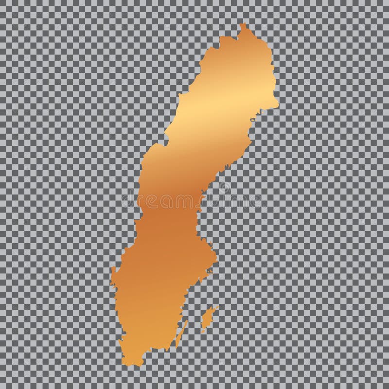 Vector Golden Map of Sweden on Transparent Background Stock Vector ...