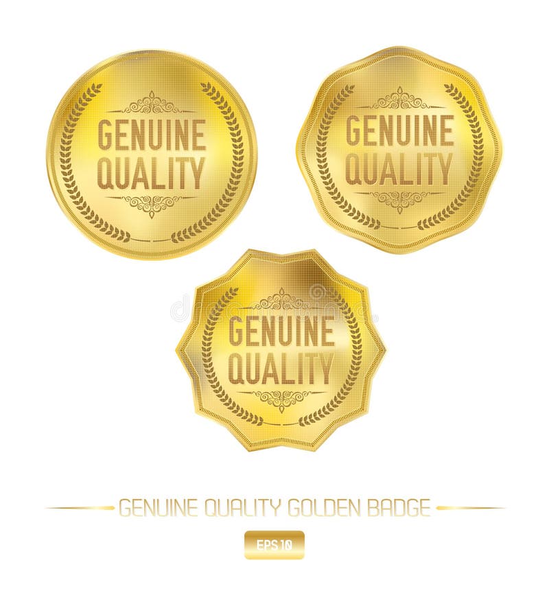 Golden Quality Labels and Emblems Stock Vector - Illustration of ...