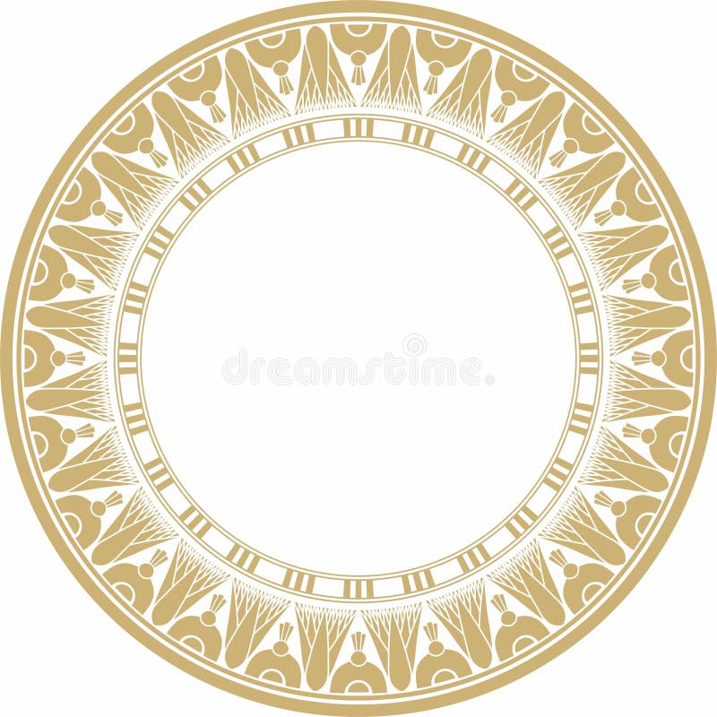 Vector Golden Round Egyptian Ornament. Stock Vector - Illustration of ...