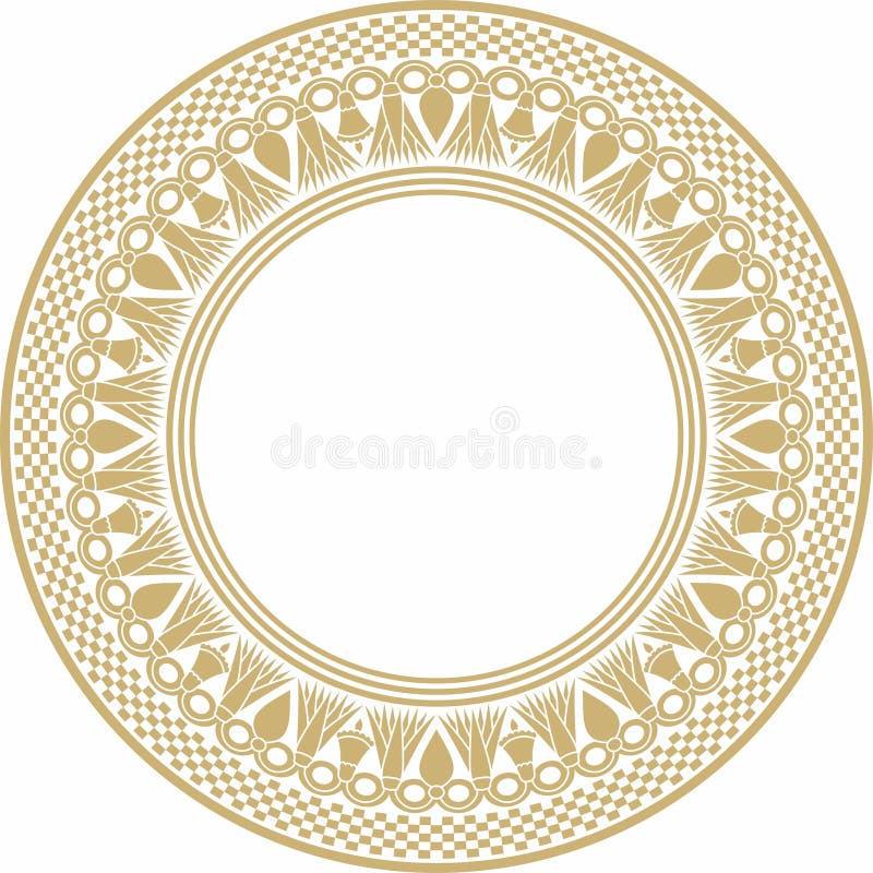 Vector Golden Round Egyptian Ornament. Endless Circle, Ring of Ancient ...