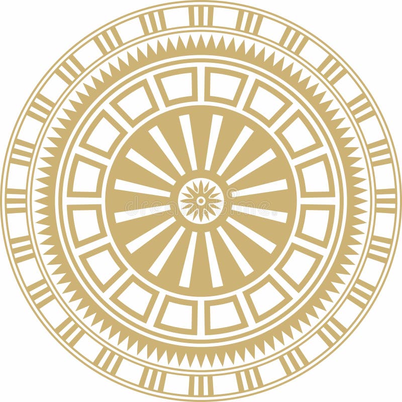 Vector Golden Round Egyptian Ornament. Endless Circle, Ring of Ancient ...
