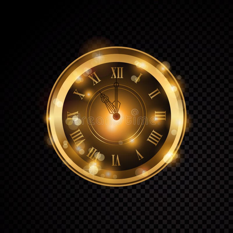 Vector Golden Clock Isolated on Transparent Background Stock Vector ...