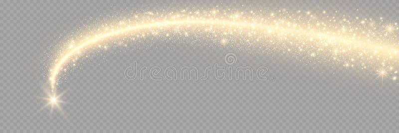 Vector Golden Sparkling Falling Star. Stardust Trail. Cosmic Glittering ...