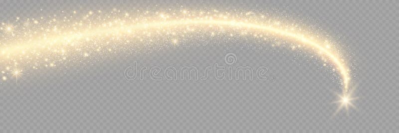 Vector Golden Sparkling Falling Star. Stardust Trail. Cosmic Glittering ...