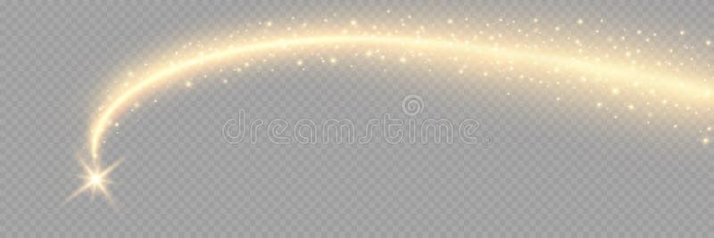 Vector Golden Sparkling Falling Star. Stardust Trail. Cosmic Glittering ...