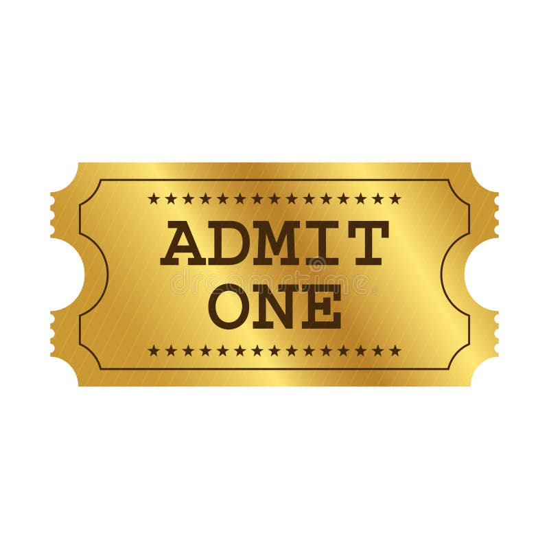 Vector Golden Ticket Template. Admit One.Vector Illustration. Stock ...