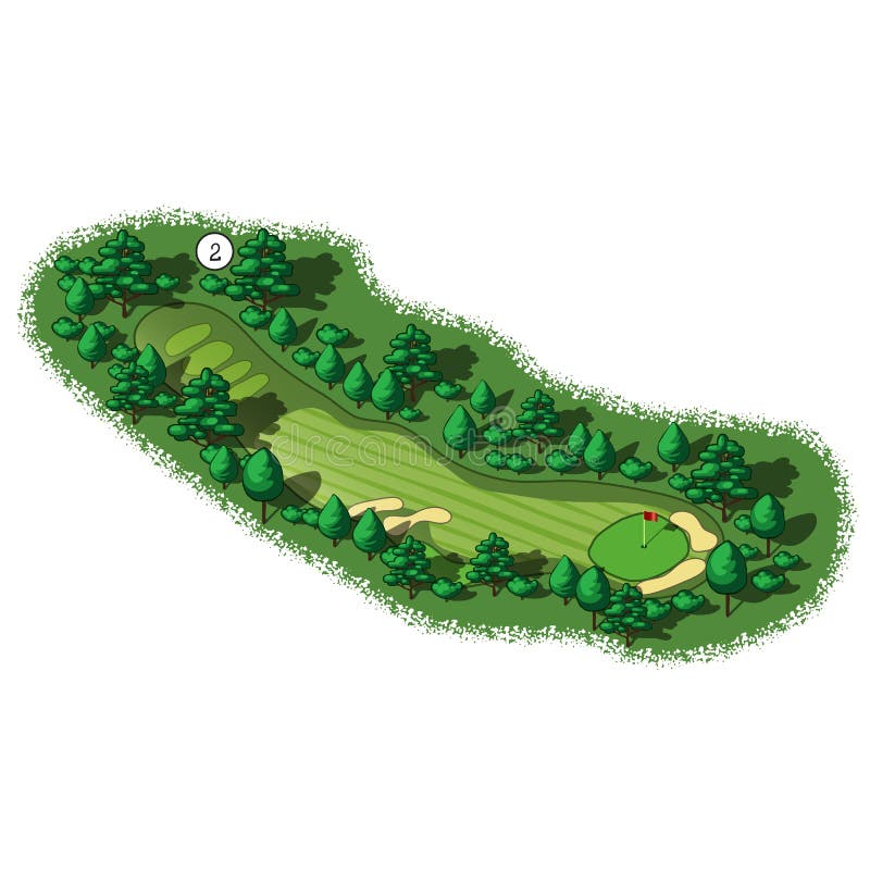 Vector Golf Course Hole Aerial Isometric View Stock Vector ...