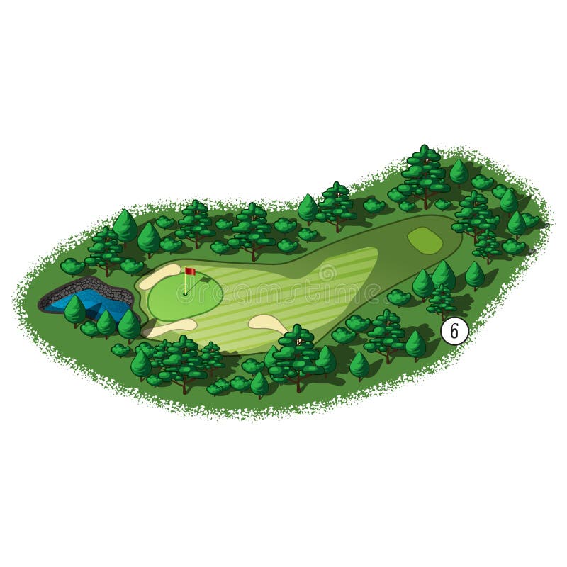 Vector Golf Course Hole Aerial Isometric View Stock Vector ...