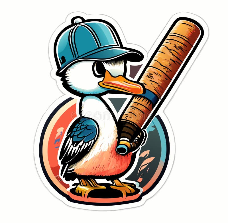 Goose with Baseball Bat Sticker Cute Stock Vector - Illustration of ...